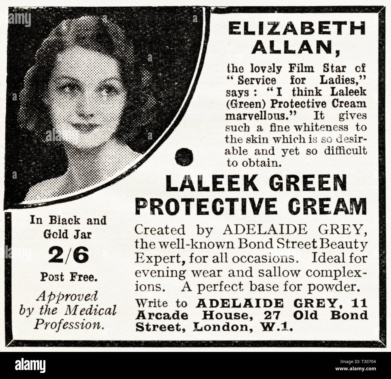 Original 1930s vintage old print advertisement from 30s English ...