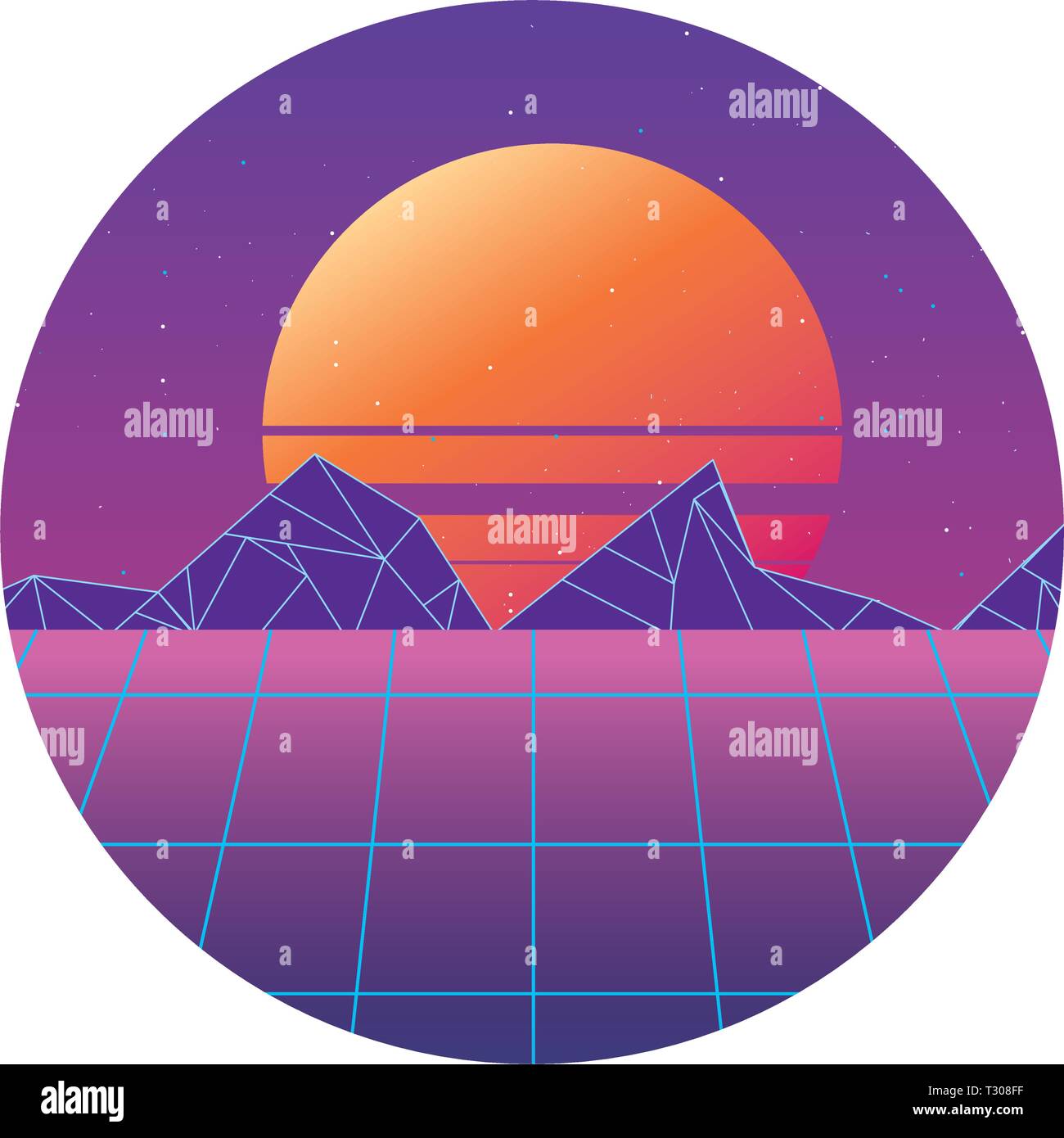 geometric abstract landscape desert sun vector illustration Stock ...