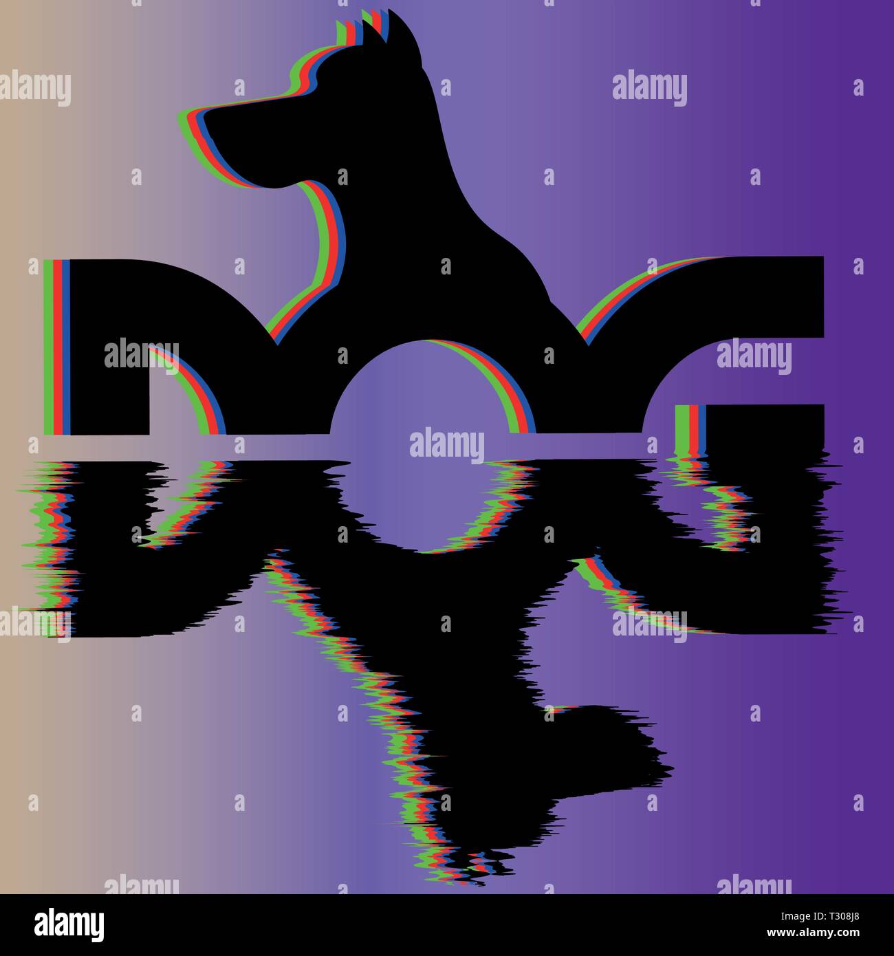 creative typographic dog logo using negative space in the rgb Stock ...