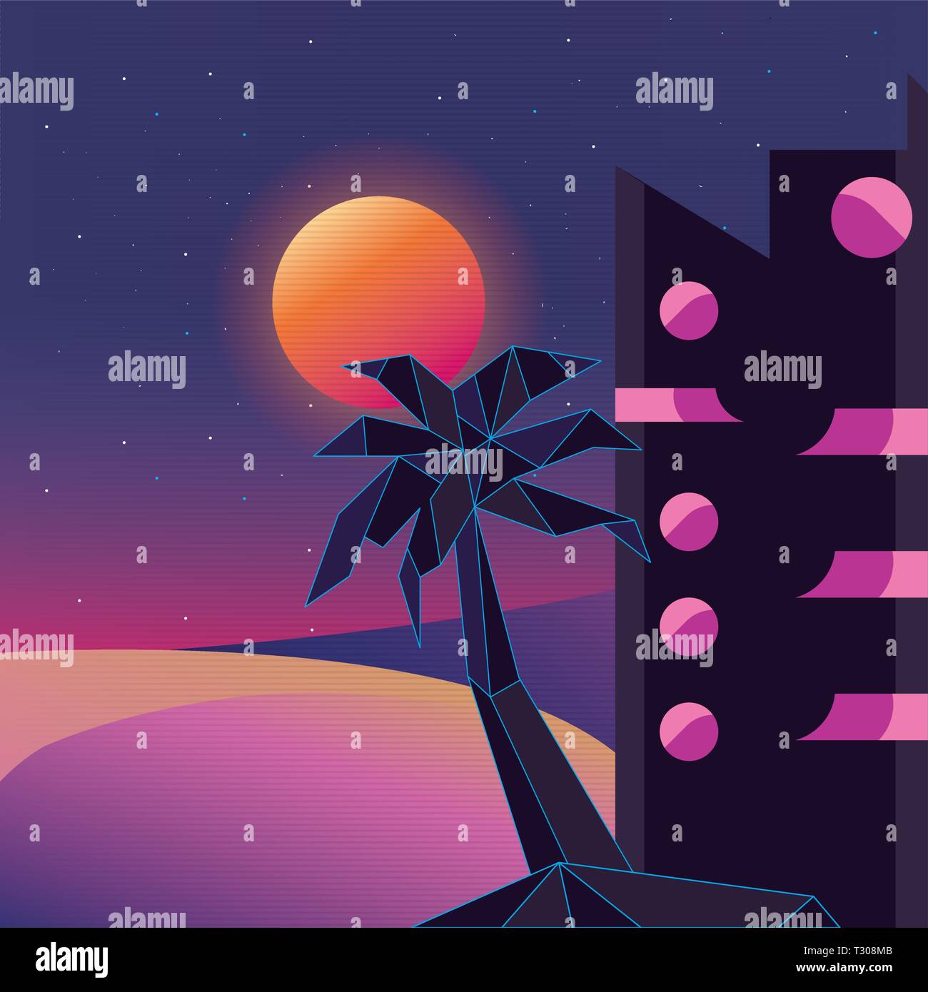 futuristic building abstract landscape style vector illustration Stock ...