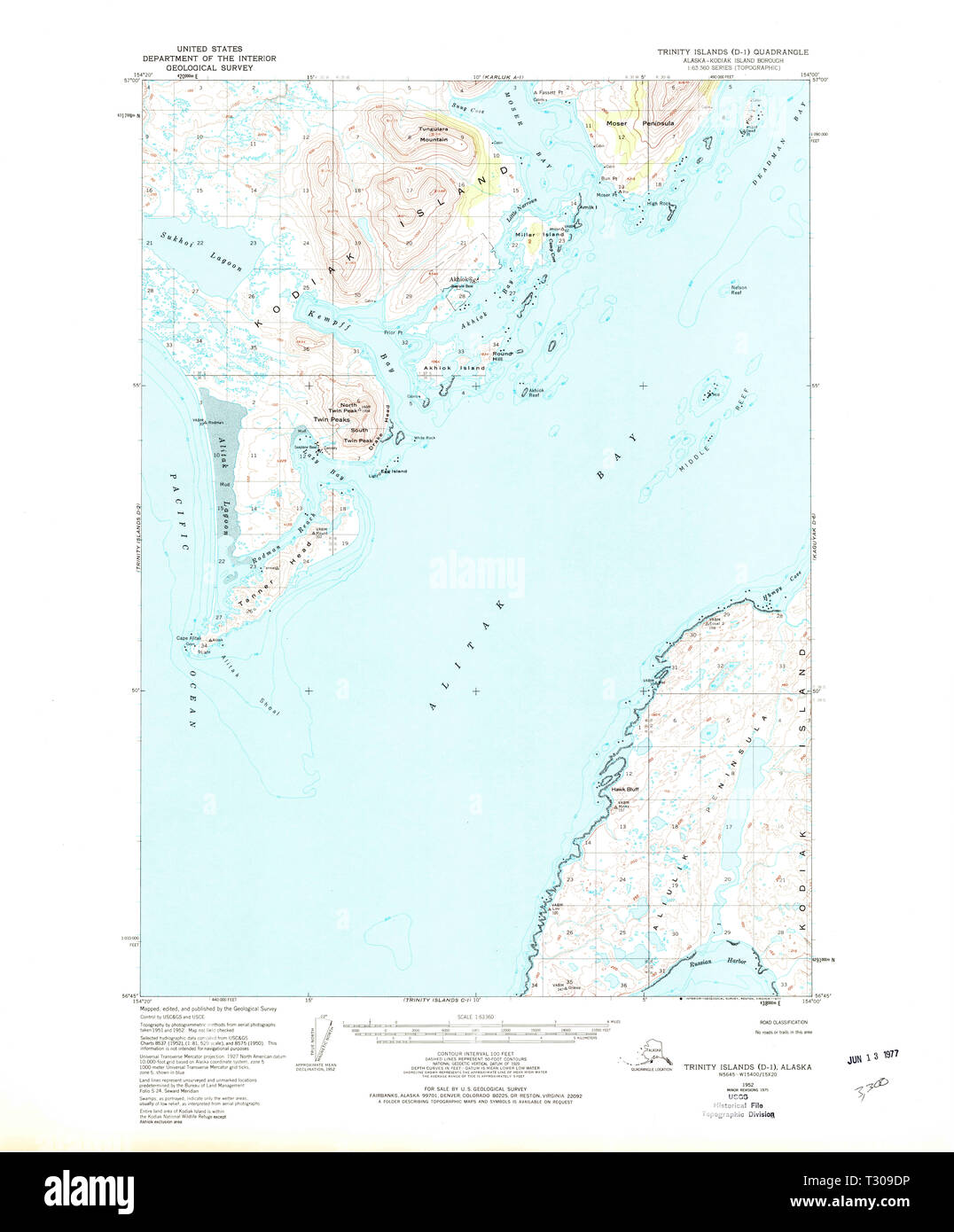USGS TOPO Map Alaska AK Trinity Islands D-1 359982 1952 63360 ...