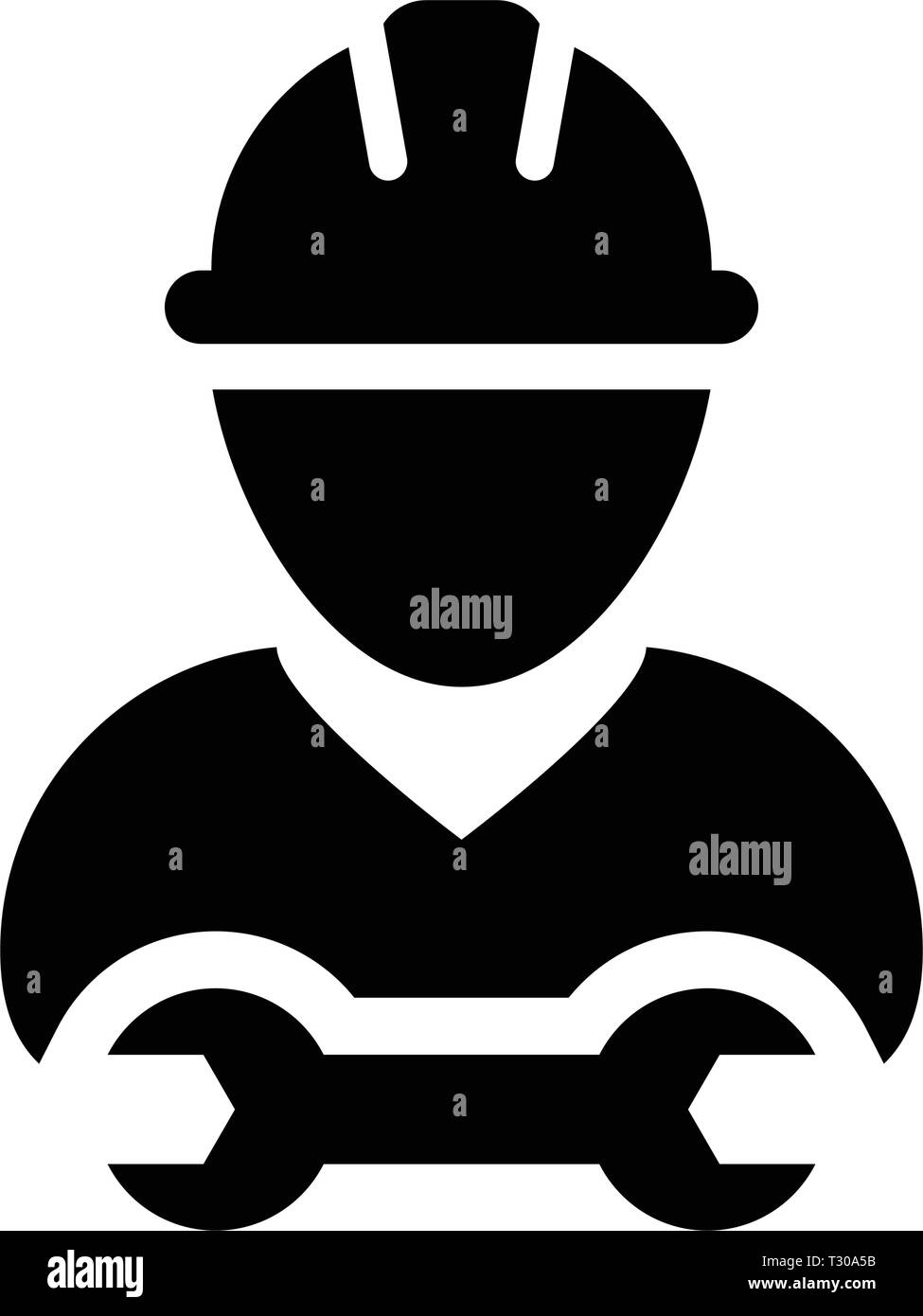 Survey worker icon vector male construction service person profile avatar with hardhat helmet ...