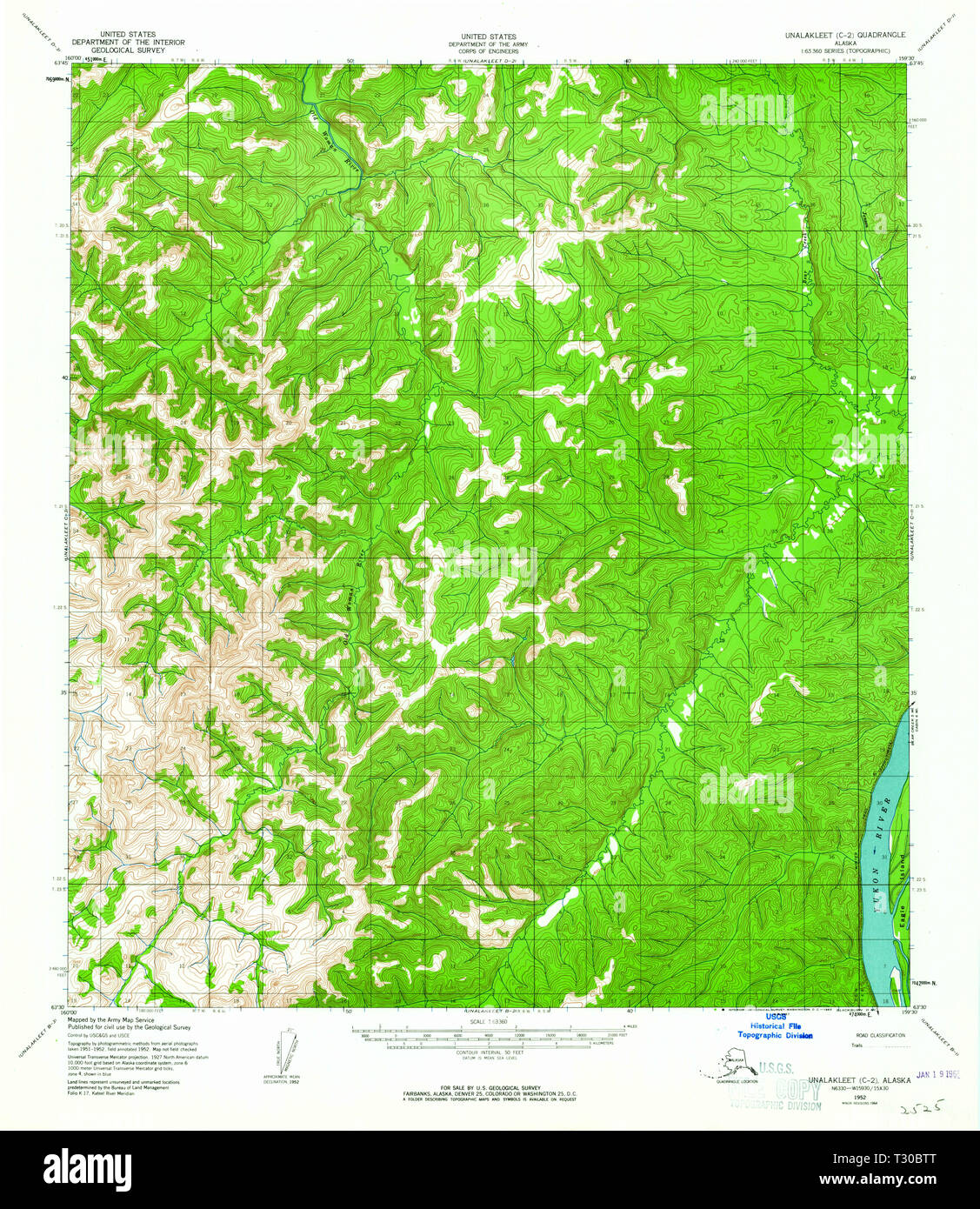 USGS TOPO Map Alaska AK Unalakleet C-2 360189 1952 63360 Restoration ...