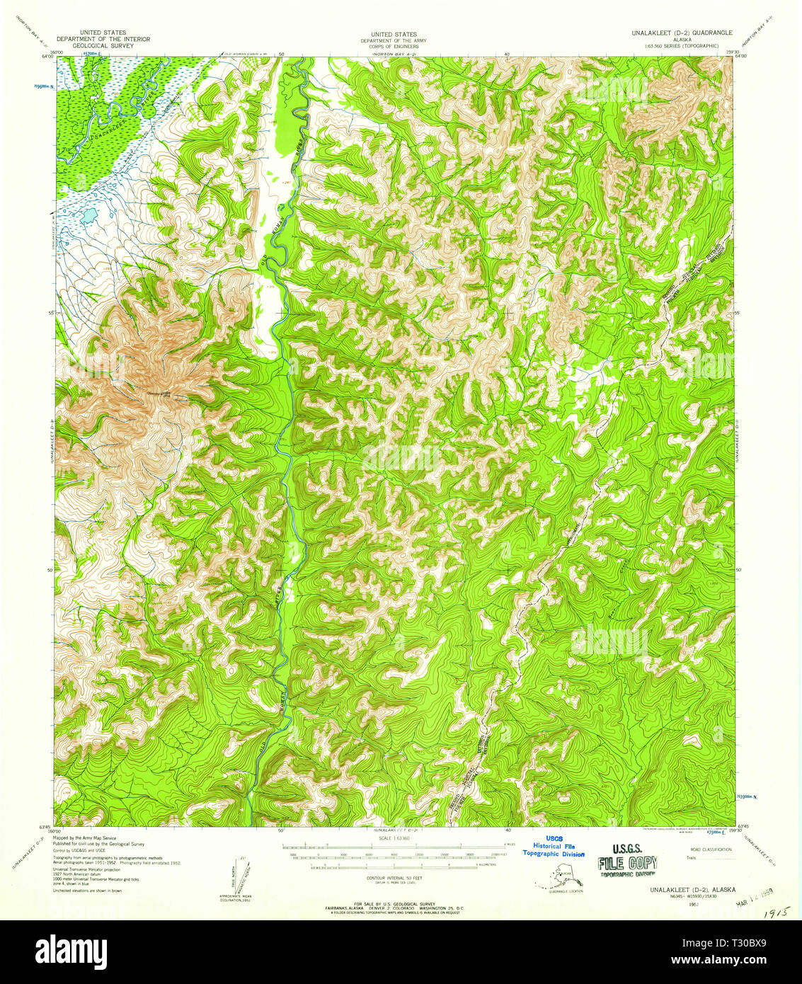 USGS TOPO Map Alaska AK Unalakleet D-2 360206 1952 63360 Restoration ...