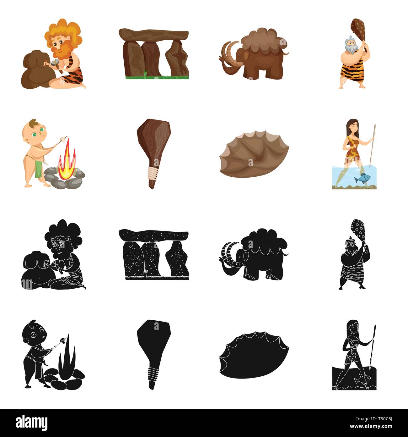 man,stone,mammoth,kid,cudgel,flint,woman,primeval,monolith,animal ...