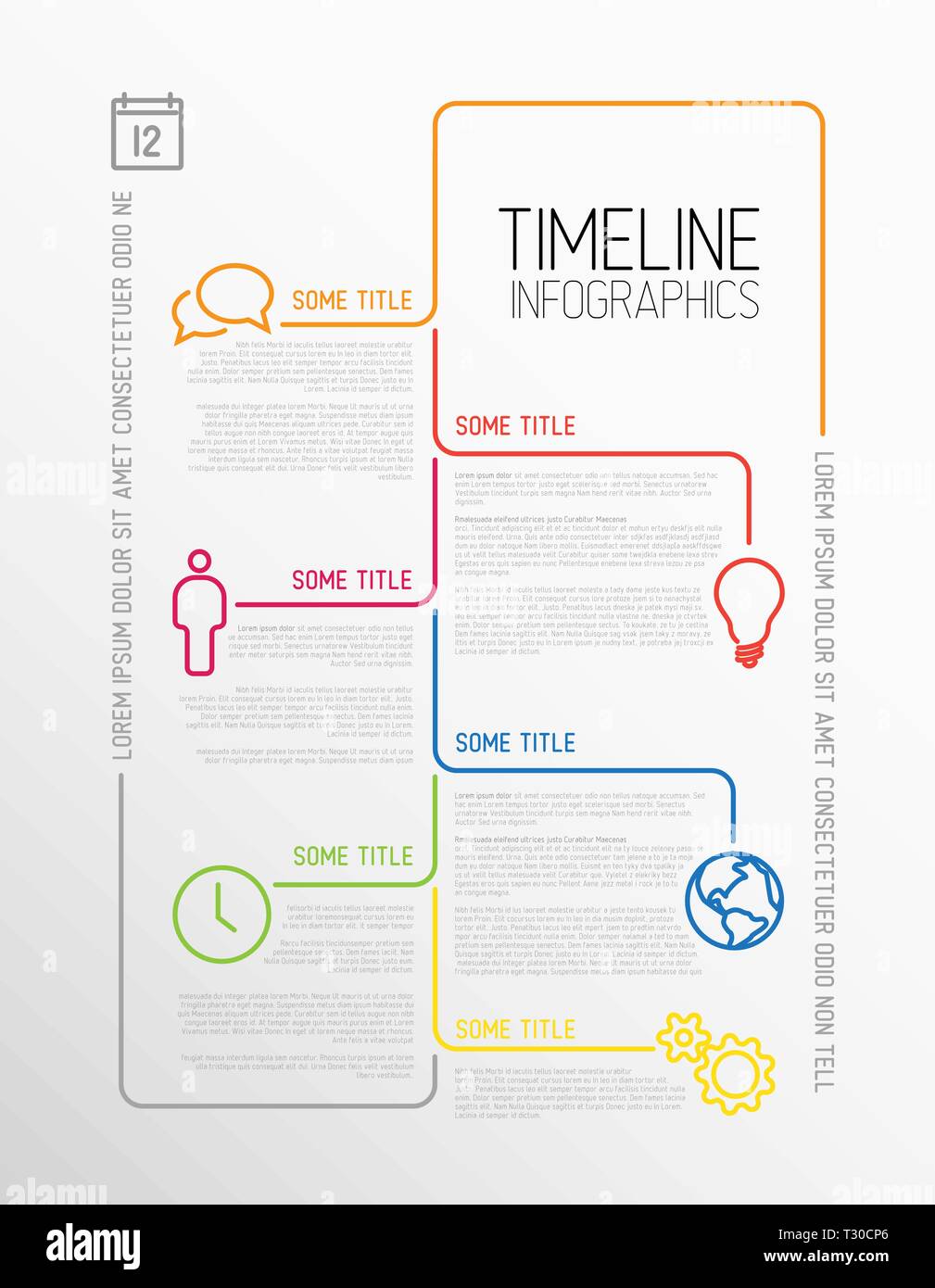 Vector Infographic timeline report template with icons made from thin ...