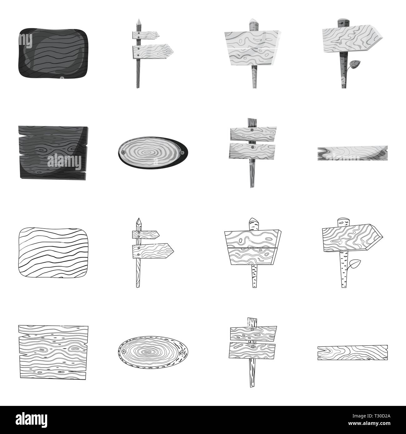 Vector illustration of raw and forest sign. Collection of raw and ...