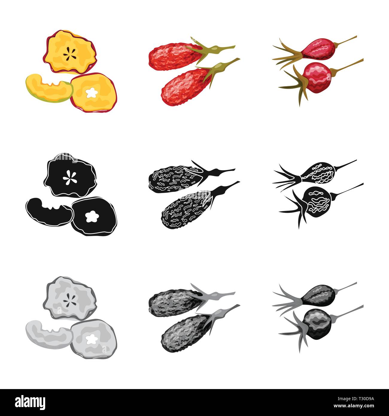 Vector design of food and raw logo. Set of food and nature stock symbol ...
