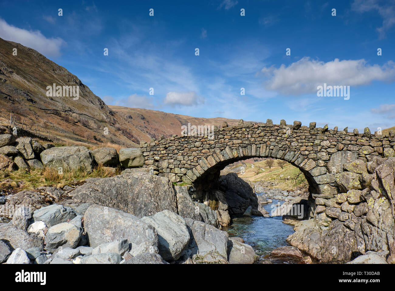 Stockley Bridge, crossing Grains Gill, Seathwaite, Borrowdale, Lake ...