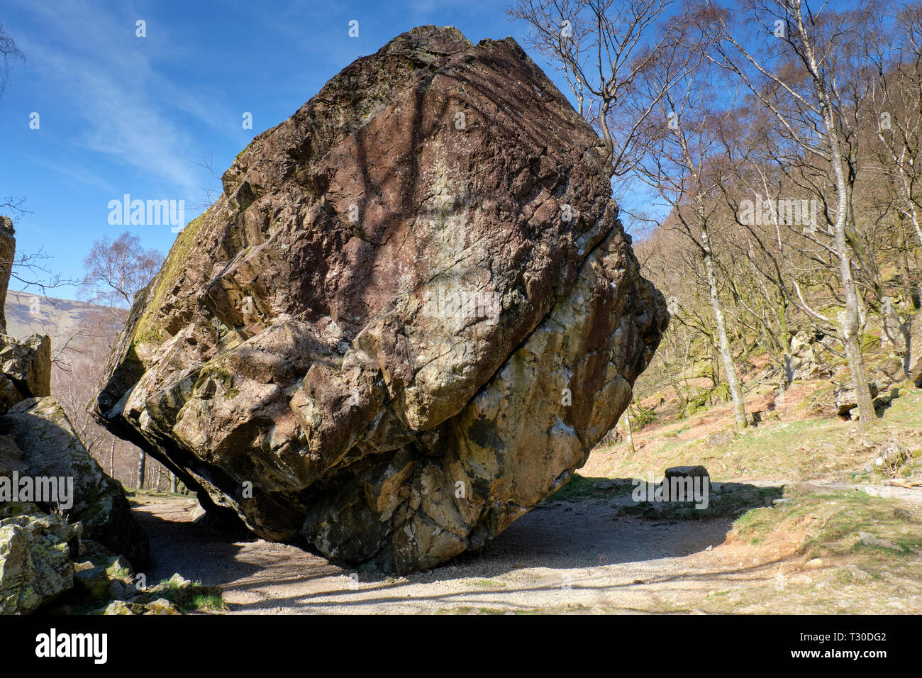 The Bowder Stone (with no steps), Borrowdale, Lake District, Cumbria ...