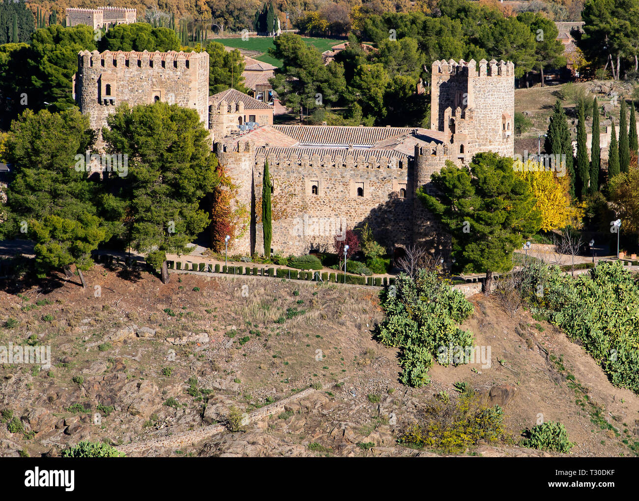 Toledo, Spain.San Servando medieval castle. At present it is a hotel ...