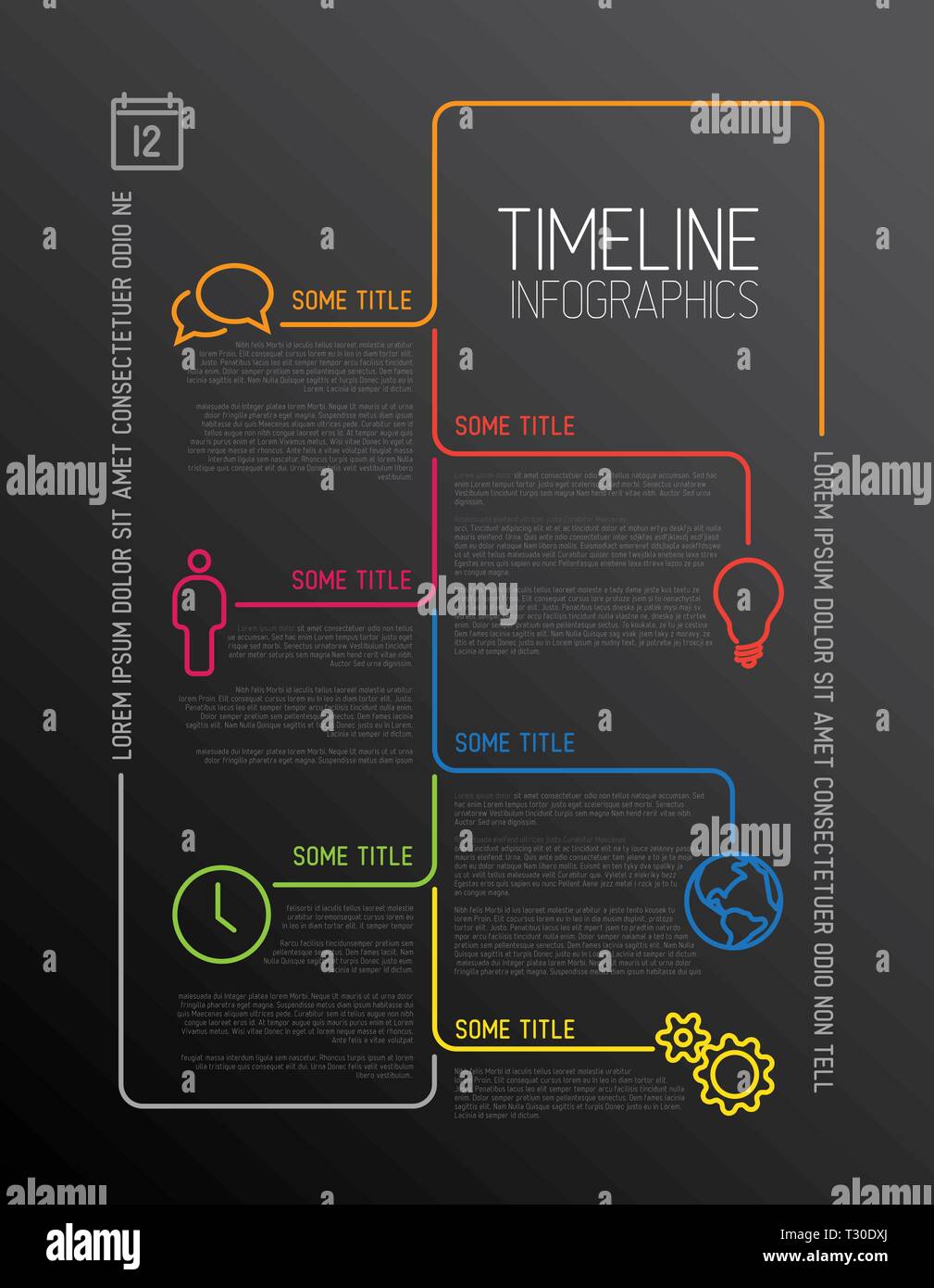 Vector Infographic timeline report template with icons made from thin ...
