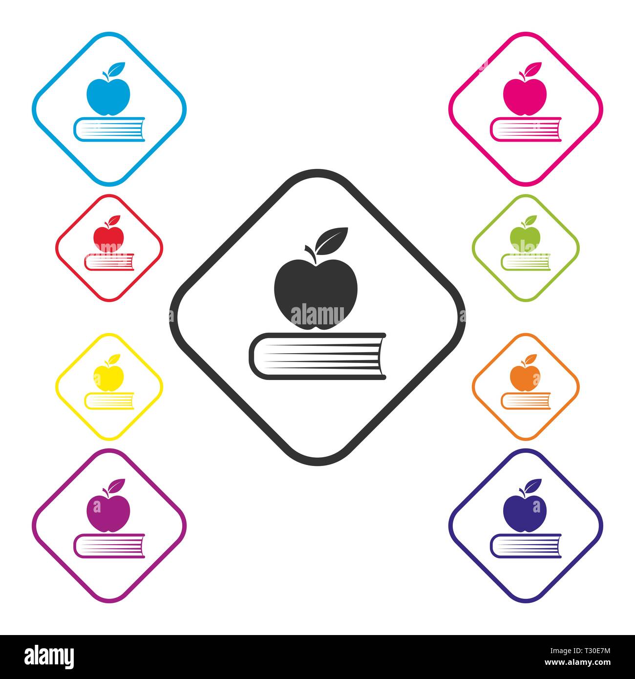 Set of colored square education icons, flat design Stock Vector Image ...