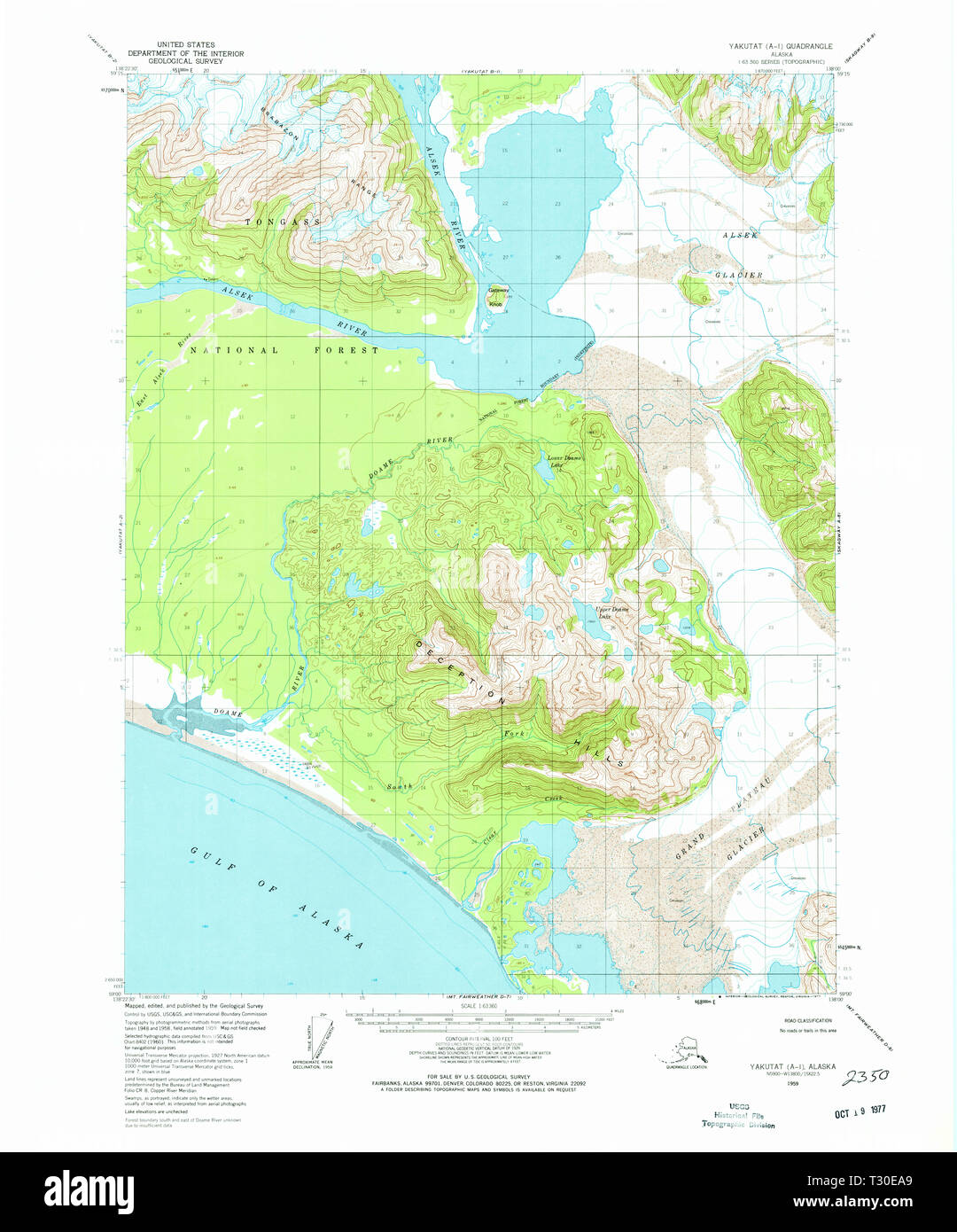 USGS TOPO Map Alaska AK Yakutat A-1 360473 1959 63360 Restoration Stock ...