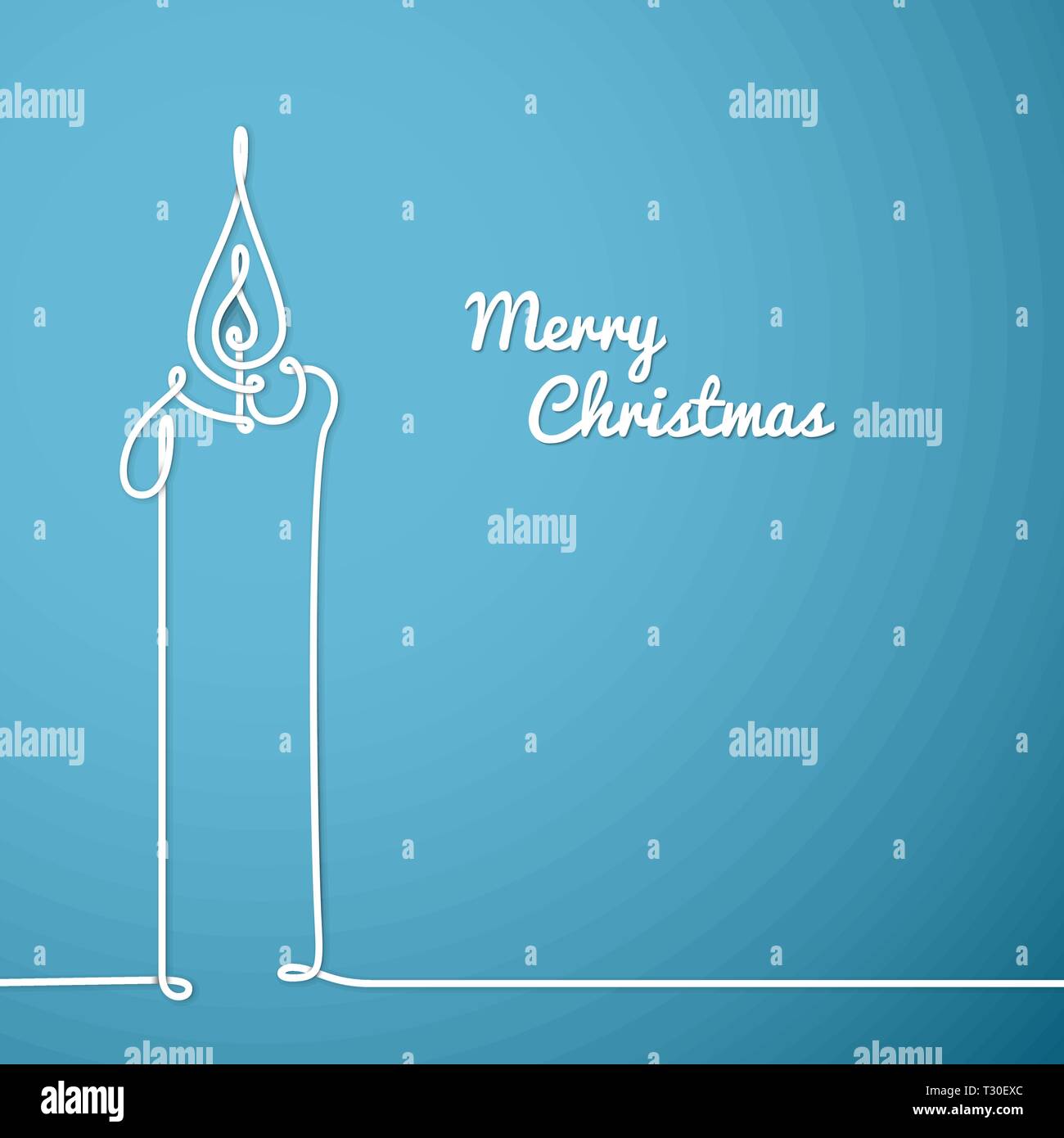 Vector christmas card - simple continuous line drawing Stock Vector ...