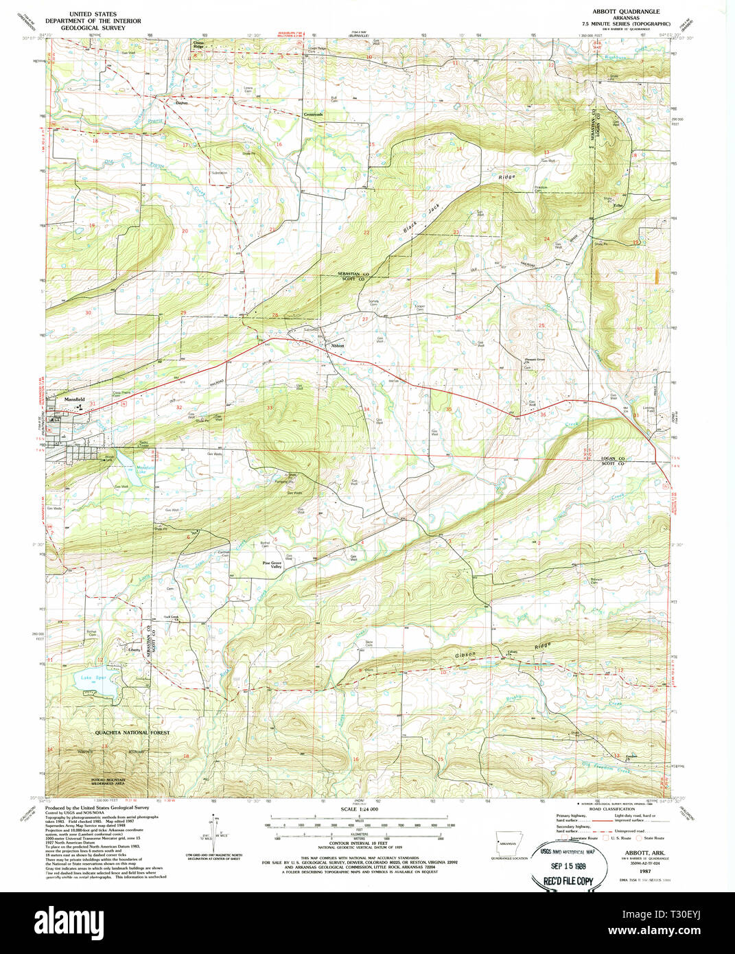 USGS TOPO Map Arkansas AR Abbott 257835 1987 24000 Restoration Stock ...