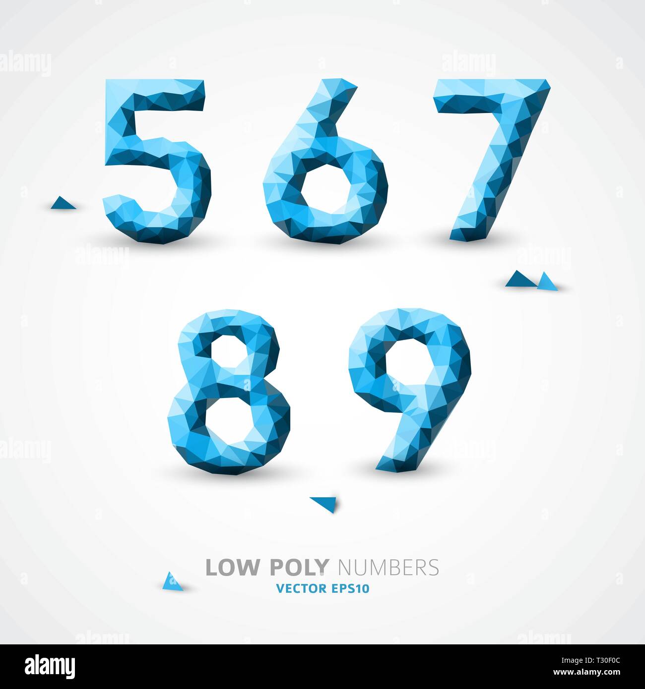 Blue Vector low poly numbers font with shadow Stock Vector Image & Art ...