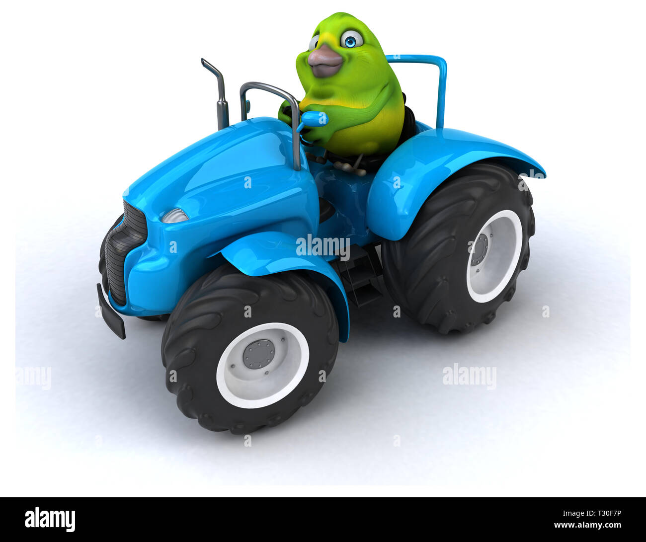 Fun green bird - 3D Illustration Stock Photo - Alamy