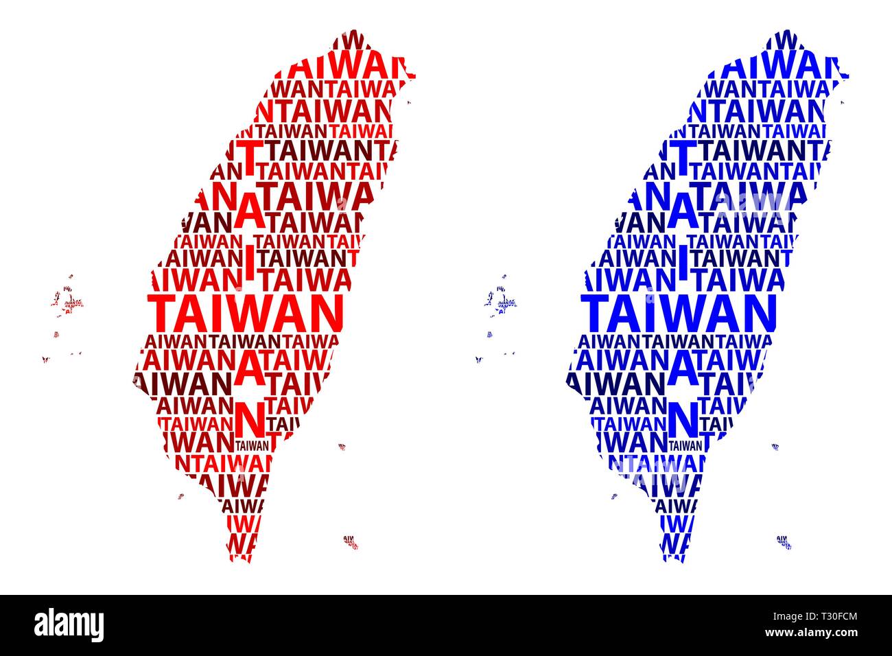Sketch Taiwan letter text map, Republic of China (ROC) - in the shape ...