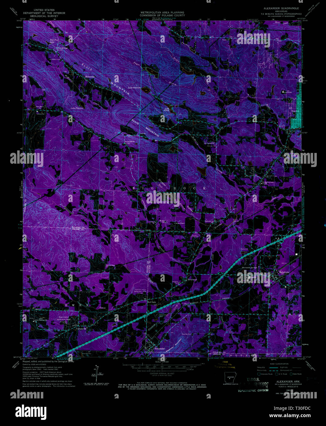 USGS TOPO Map Arkansas AR Alexander 257848 1961 24000 Inverted ...