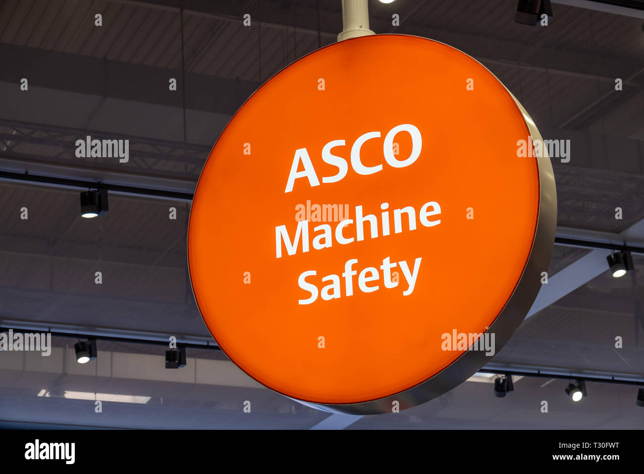 HANNOVER / GERMANY - APRIL 02 2019 : ASCO is displaying competence in ...