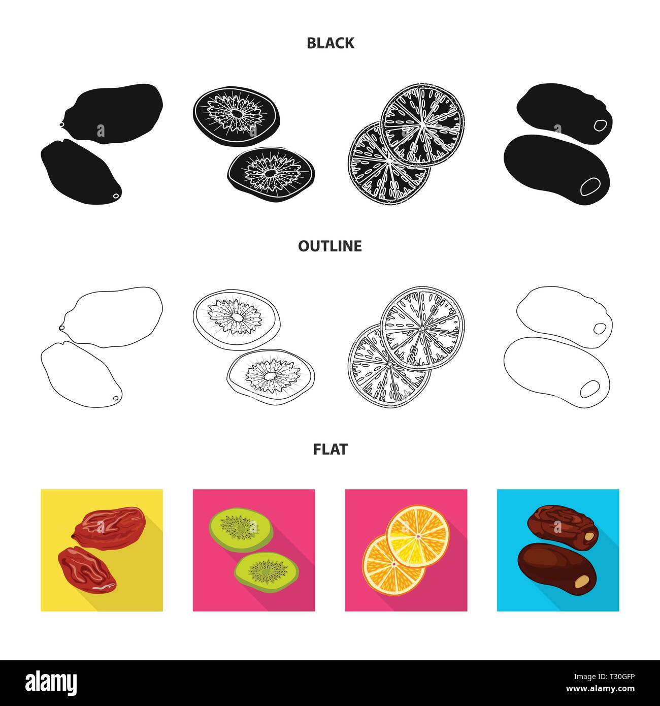 Vector illustration of food and raw sign. Set of food and nature stock ...