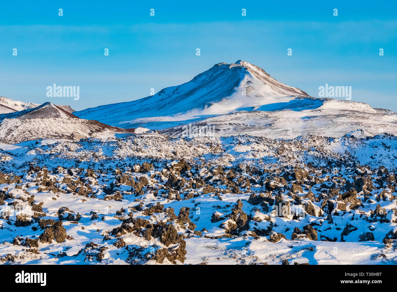 Berserkjahraun Lava Field at Bjarnarhofn on Snaefellsnes Peninsula of ...