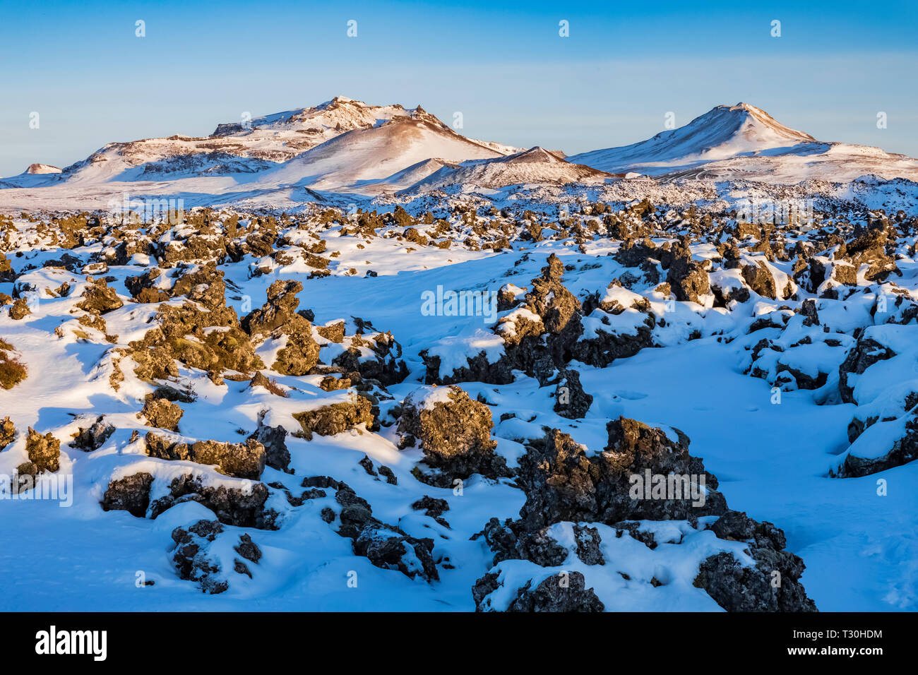Berserkjahraun Lava Field at Bjarnarhofn on Snaefellsnes Peninsula of ...