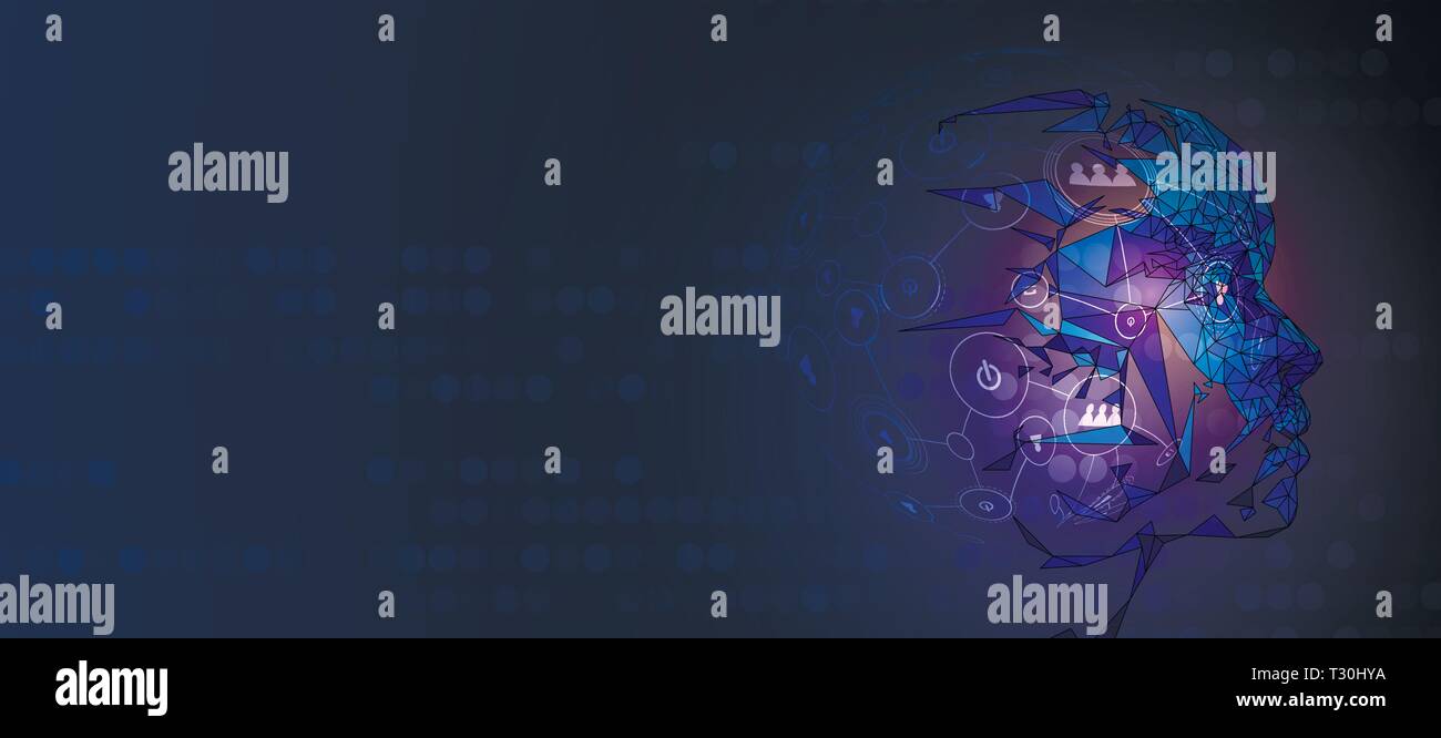Conceptual technology illustration of artificial intelligence. Abstract ...