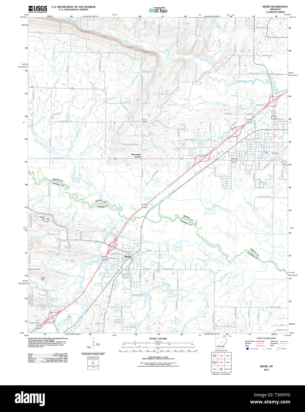 Map of beebe hi-res stock photography and images - Alamy