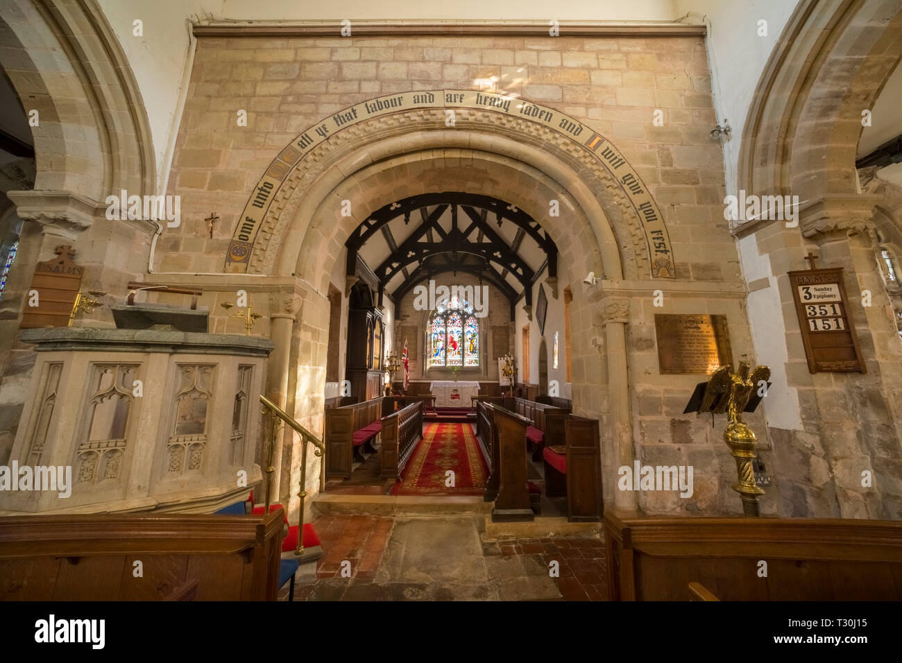 Interior of St Gregory's Church at Morville, Shropshire, UK Stock Photo ...