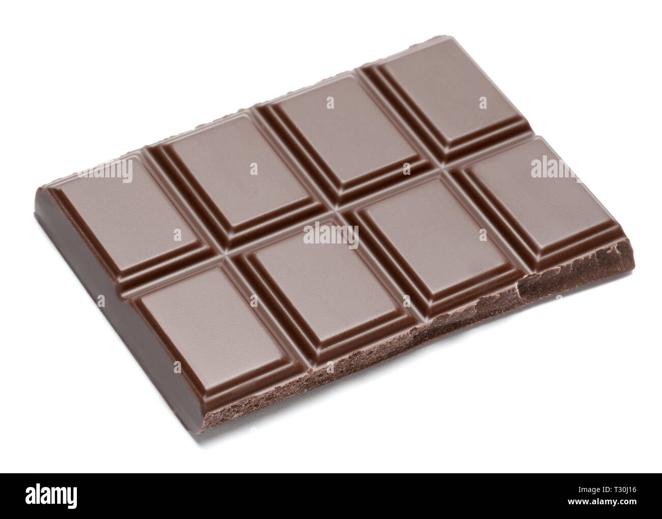 Dark organic chocolate pieces isolated on white background Stock Photo ...