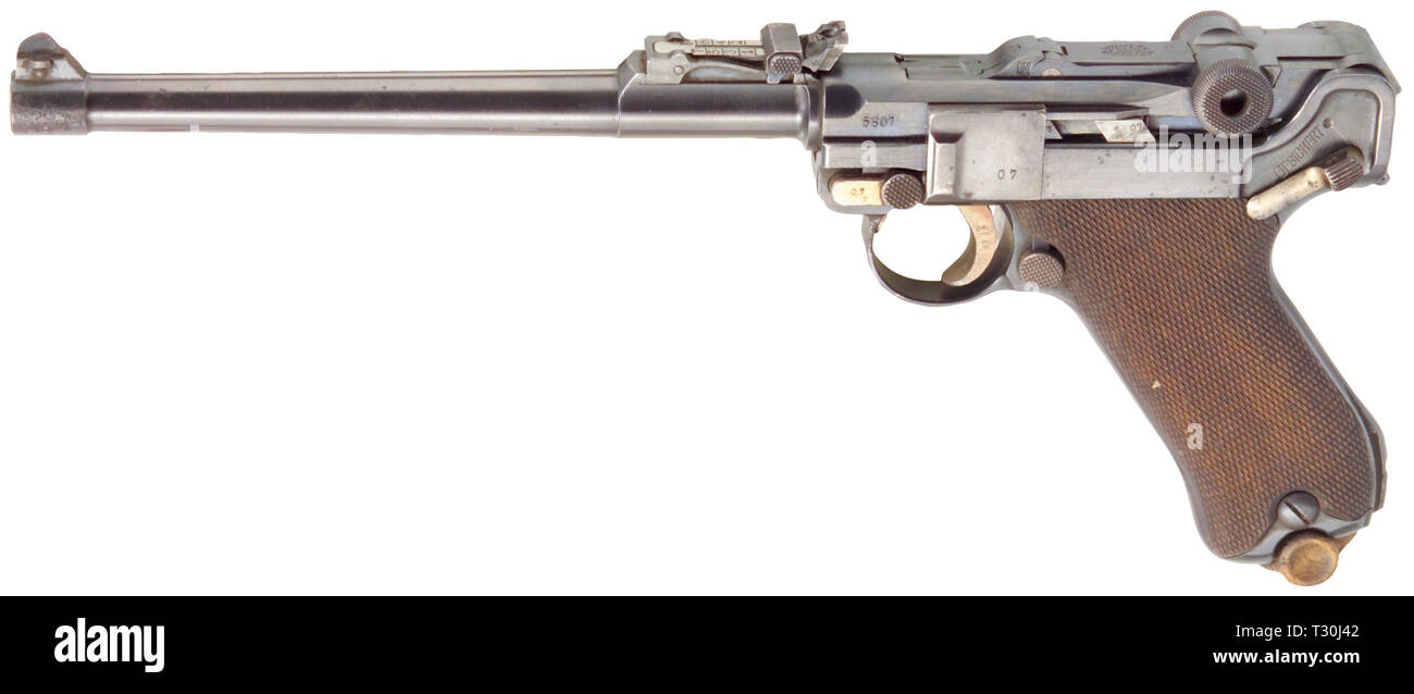 Small arms, pistols, Luger Pistol 08 Parabellum, caliber 9 mm ...