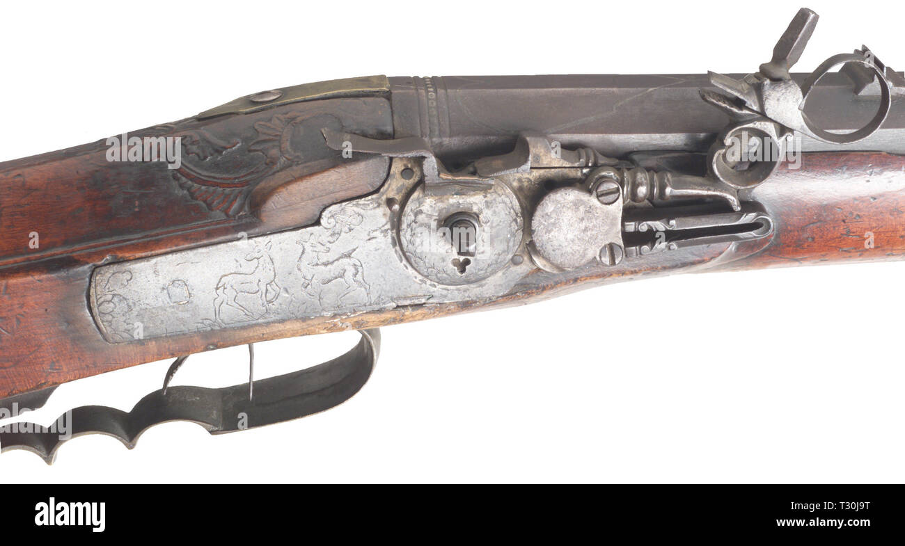 LONG ARMS, heavy wheellock target rifle, German, first half 18th ...