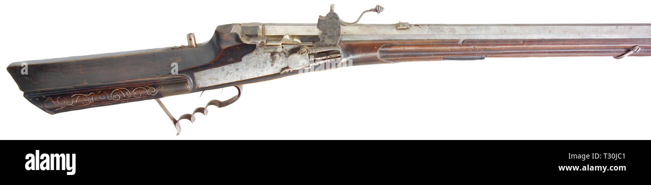 Civil long arms, matchlock and wheellock, heavy wheellock rifle, German ...
