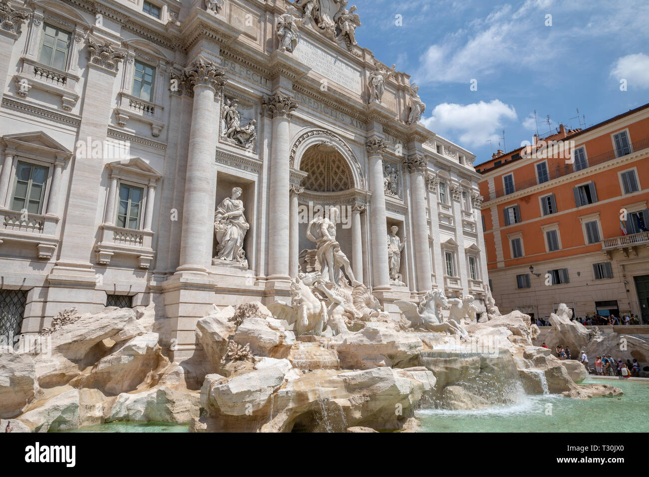 Panoramic view of Trevi Fountain in the Trevi district in Rome, Italy ...