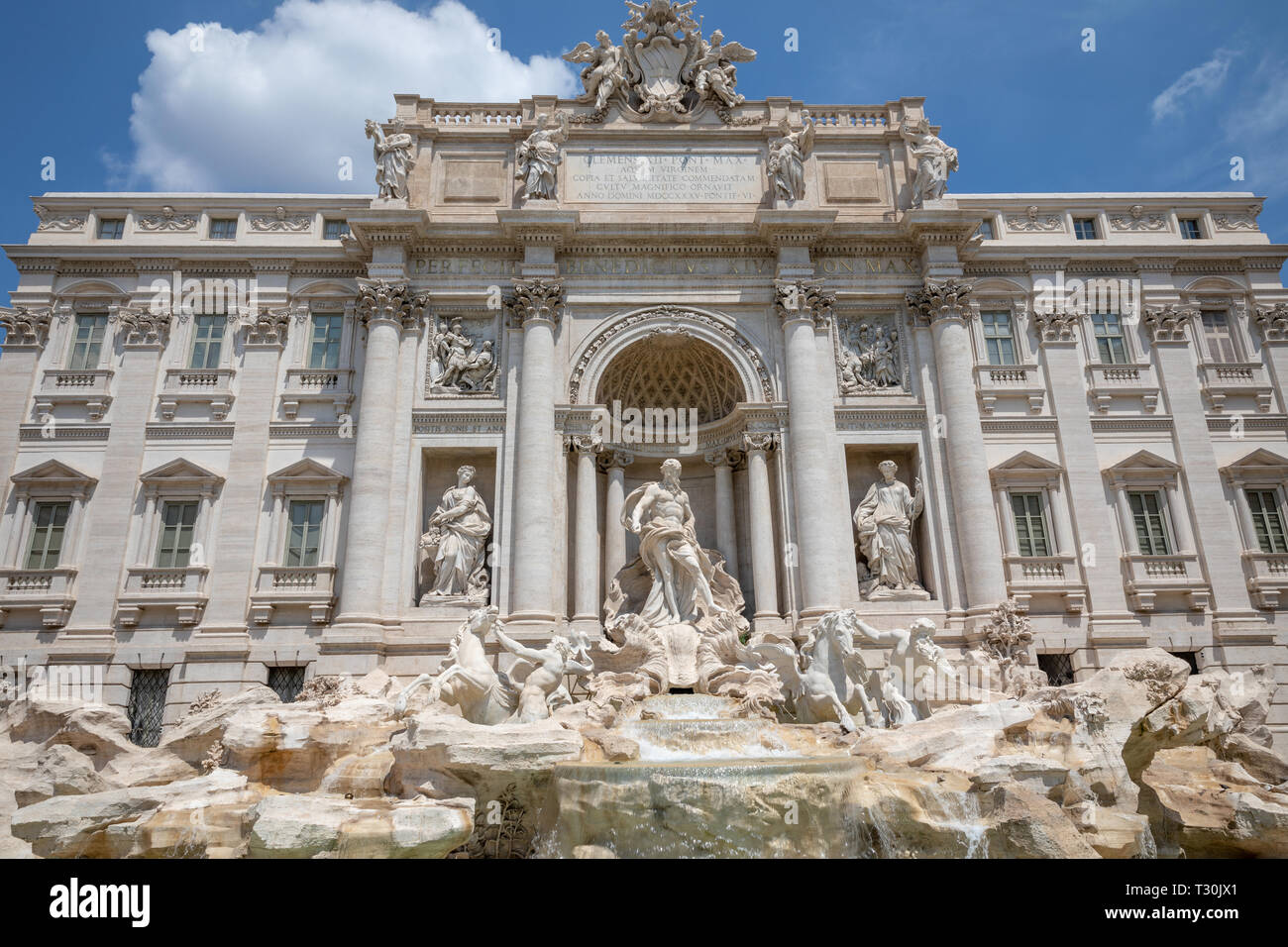 Panoramic view of Trevi Fountain in the Trevi district in Rome, Italy ...