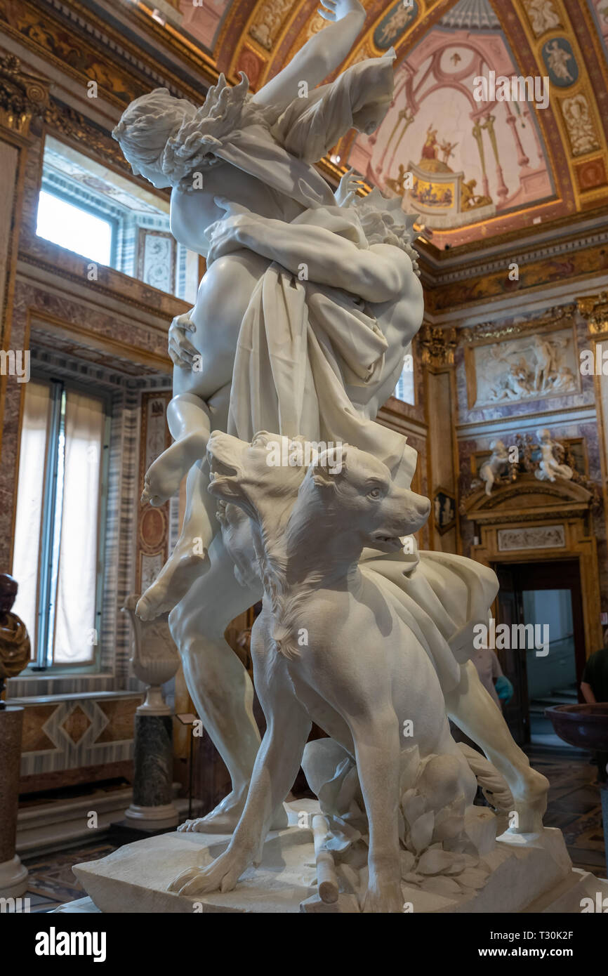 Rome, Italy - June 22, 2018: Baroque marble sculpture Rape of ...