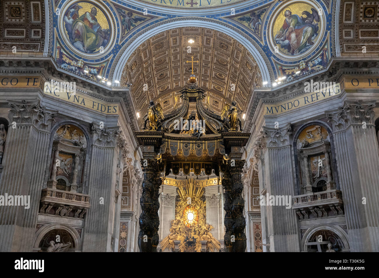 Rome, Italy - June 22, 2018: Panoramic view of interior of Papal ...