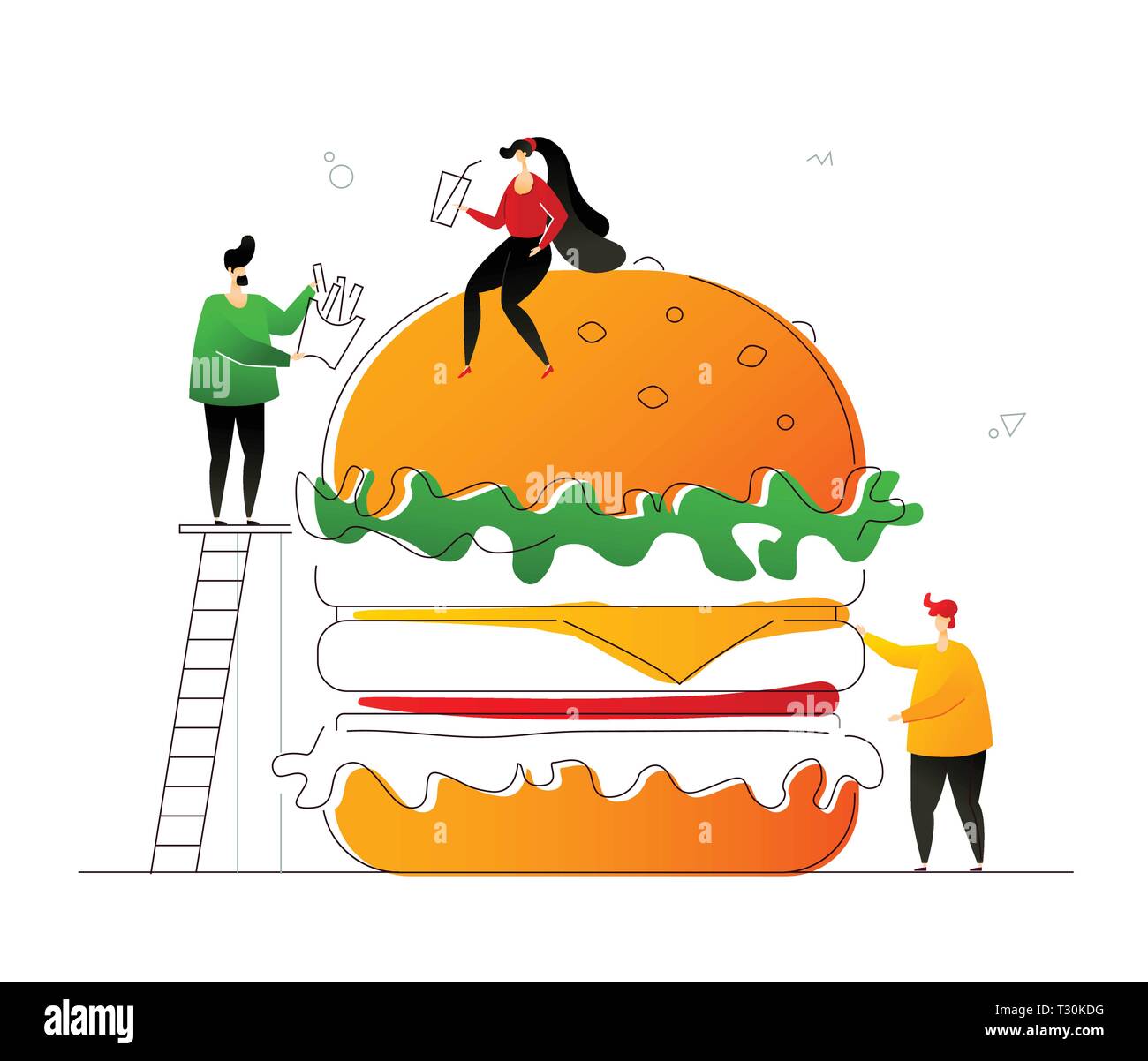 Fast food - flat design style colorful illustration on white background ...