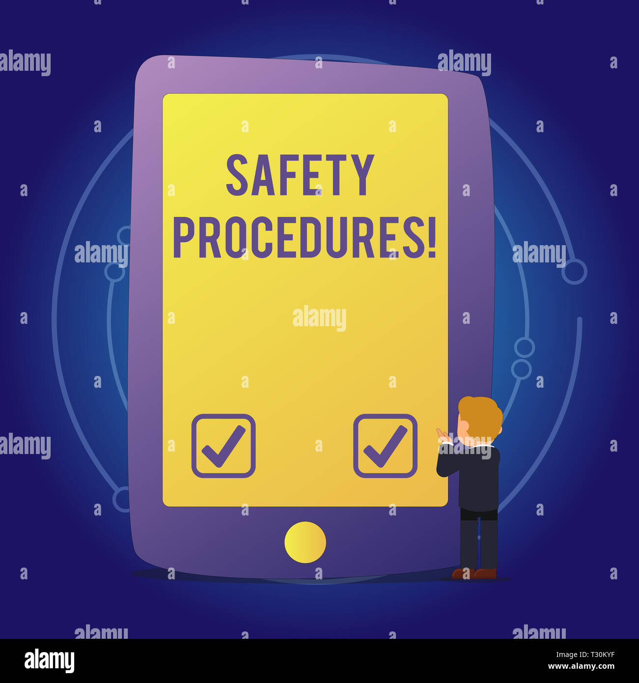 Text sign showing Safety Procedures. Business photo text steps ...