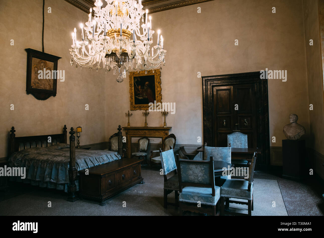 Florence, Italy - June 25, 2018: Panoramic view of interior of Palazzo ...