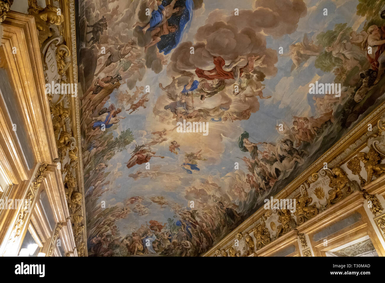 Florence, Italy - June 25, 2018: Panoramic view of ceiling interior of ...