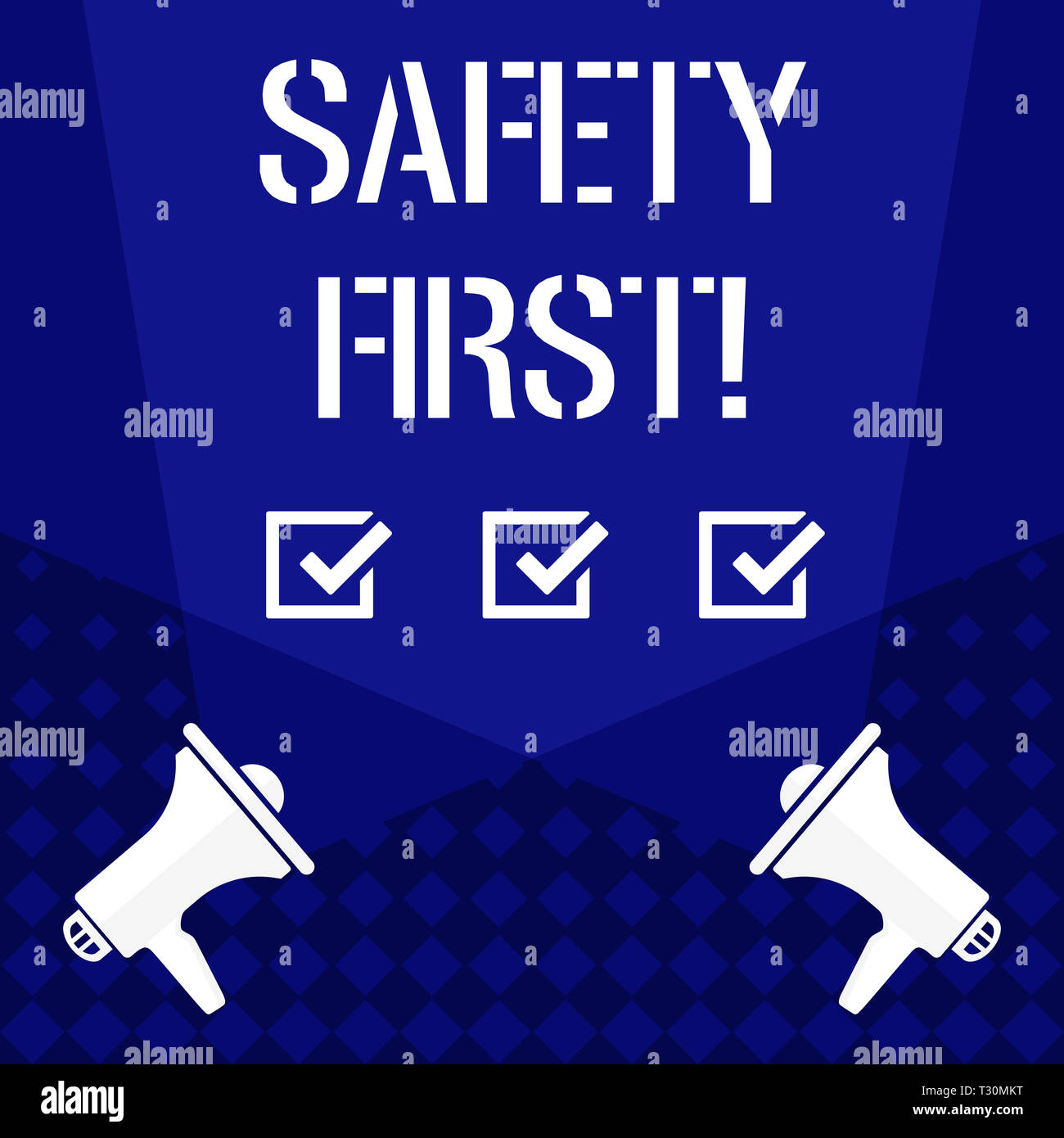 Writing note showing Safety First. Business concept for best avoid any ...