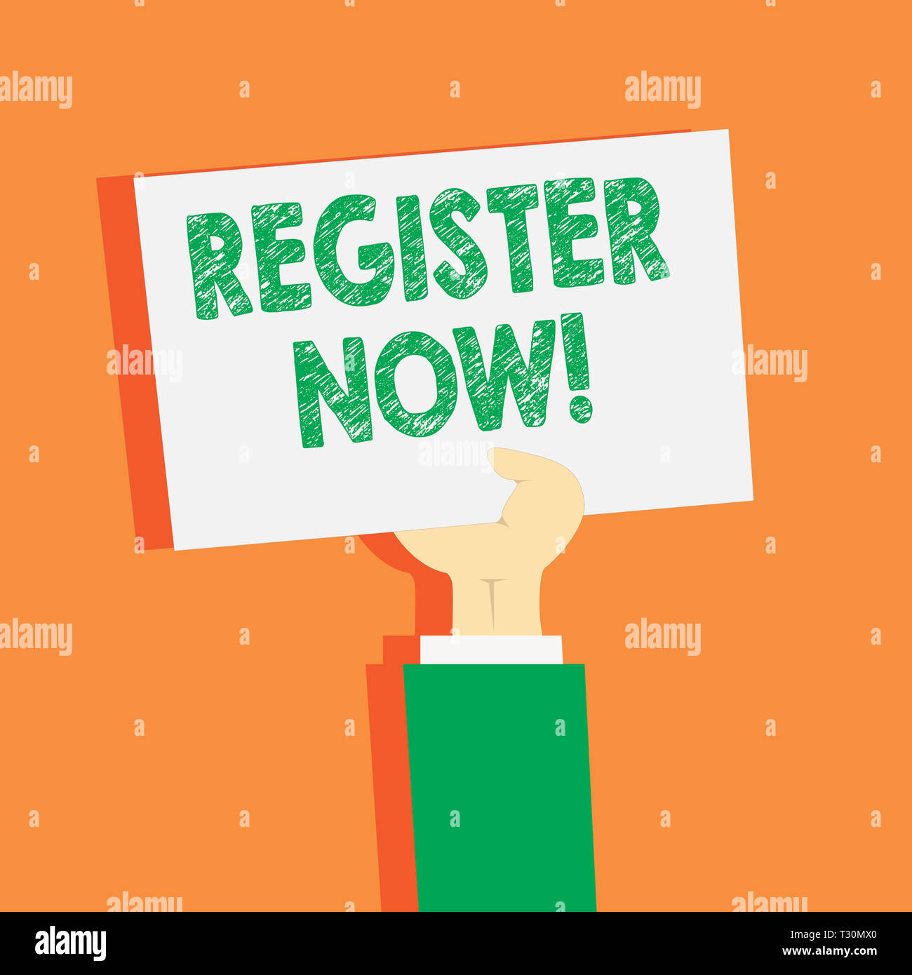 Handwriting text writing Register Now. Conceptual photo official list ...