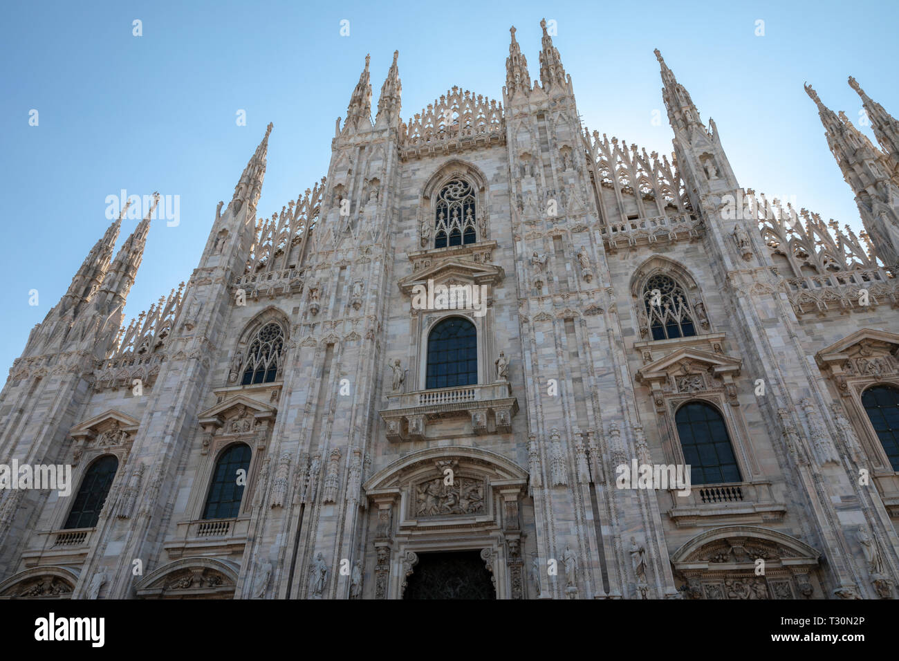 Milan, Italy - June 27, 2018: Closeup facade of Milan Cathedral (Duomo ...