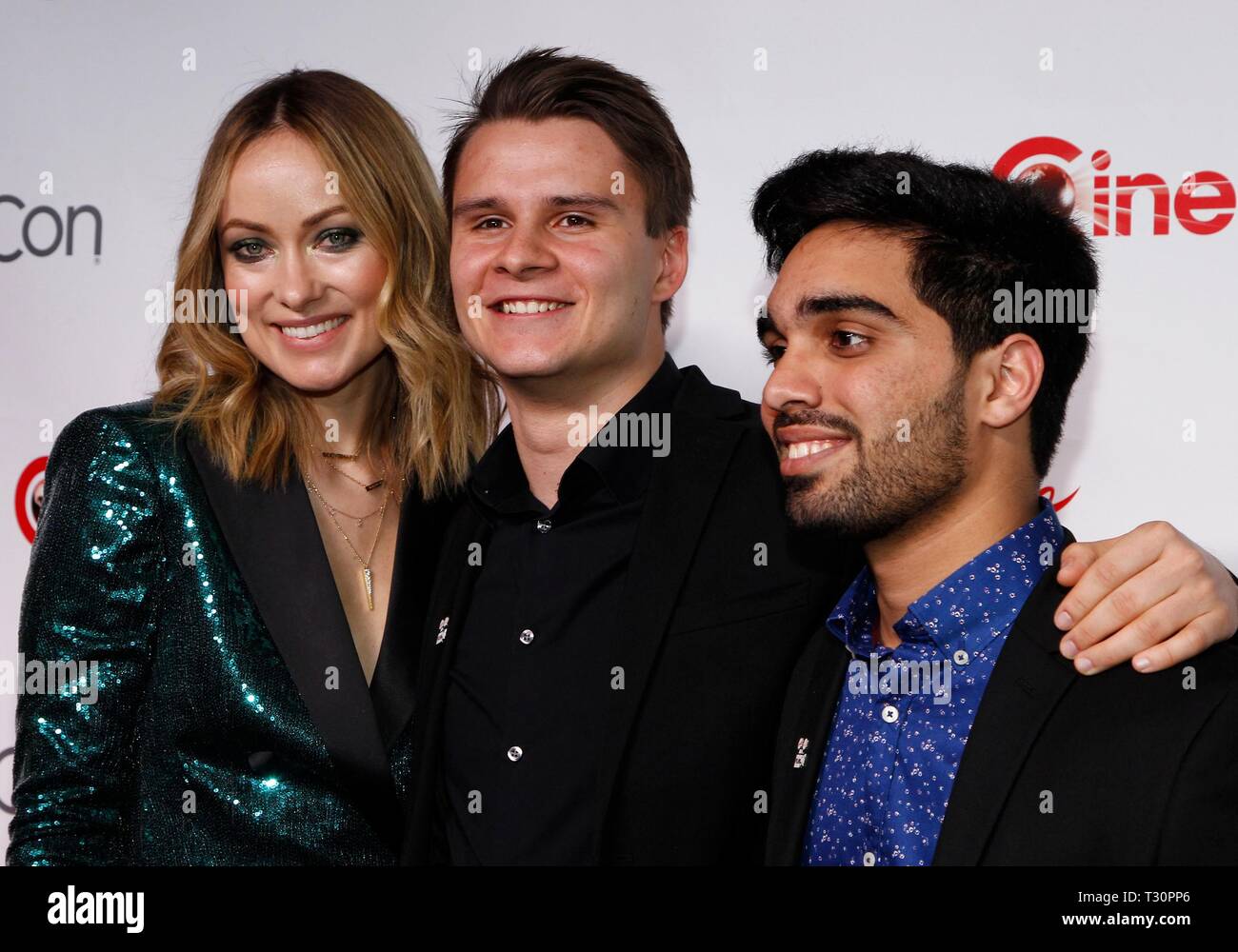 Olivia Wilde, Devon Solwold, Shayain Lakhani at arrivals for CinemaCon ...