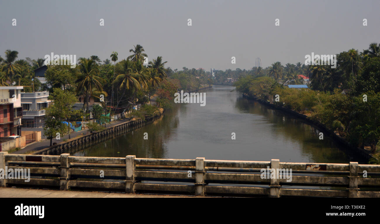 Bridge over a waterway in Kochi (Cochin) in the south of India ...
