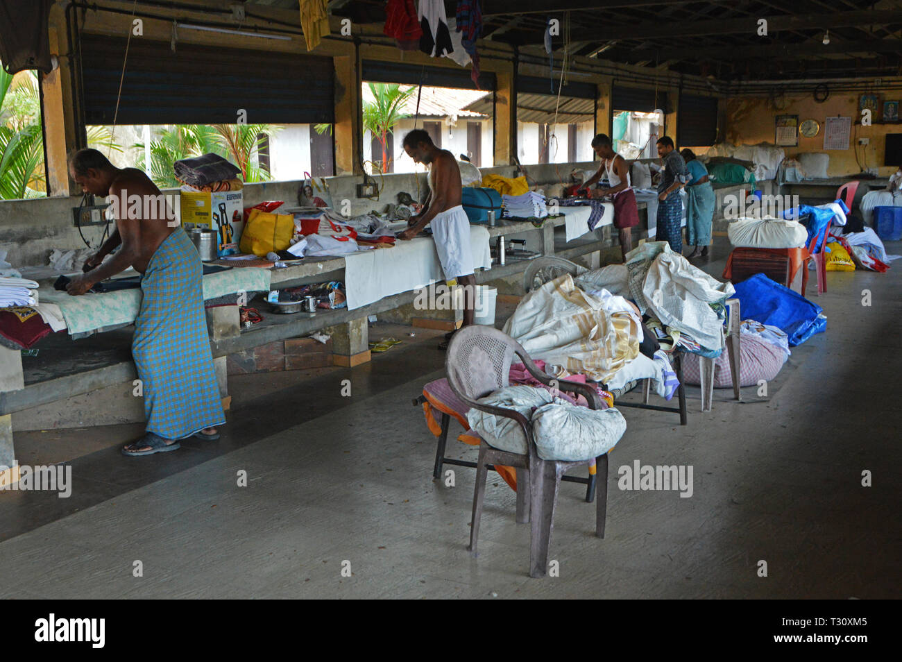 Traditional laundry in Kochi (Cochin) in the south of India, recorded ...