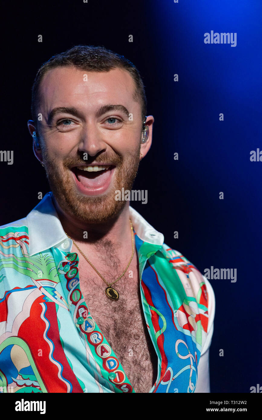 Sao Paulo, Brazil. 05th Apr, 2019.Sam Smith performs at the ...